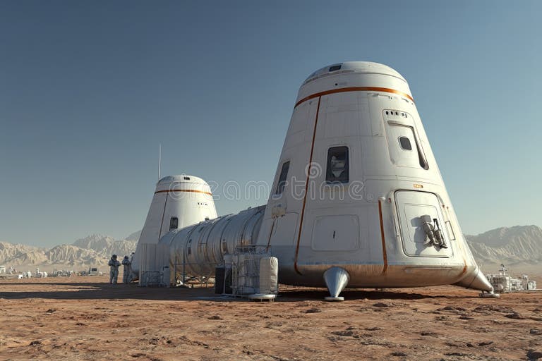 Mars Habitat Module on Red Planet Stock Illustration - Illustration of ...