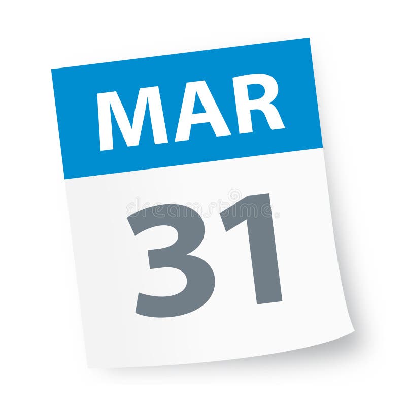 31 Mars - Icône De Calendrier Illustration Stock - Illustration du bleu ...