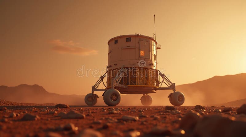 Mars Lander on Red Planet Landscape Stock Photo - Image of mars ...