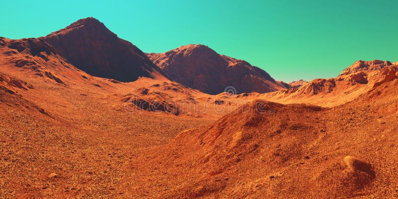 Mars Landscape, 3d Render of Imaginary Mars Planet Terrain Stock ...