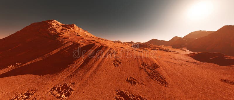 Mars Landscape, 3d Render of Imaginary Mars Planet Terrain Stock ...