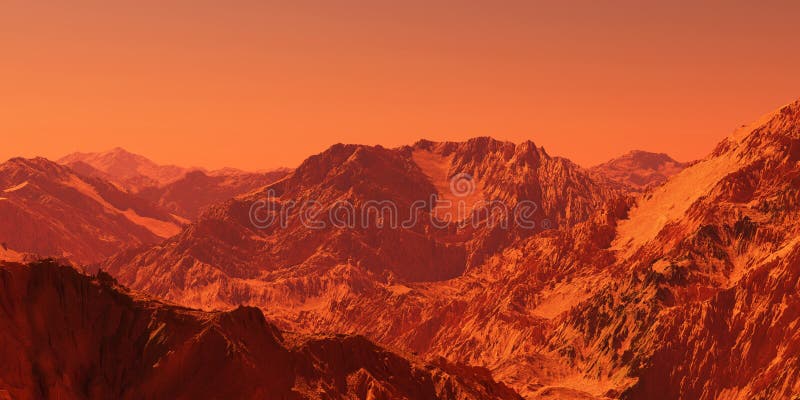 Mars landscape, 3d render stock illustration. Illustration of fantasy ...