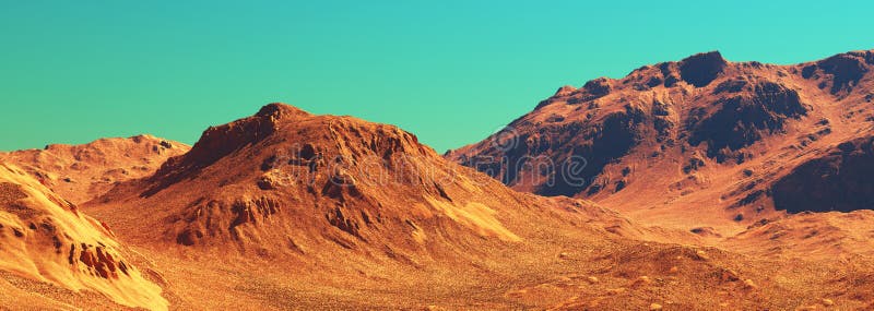 Mars Landscape, 3d Render of Imaginary Mars Planet Terrain Stock ...