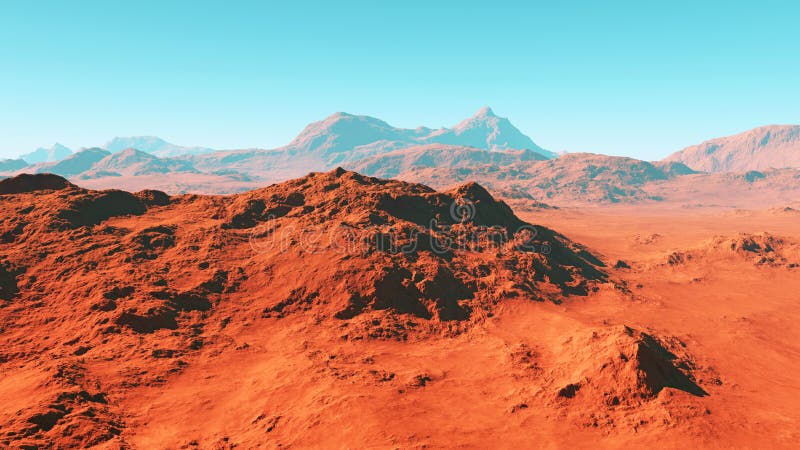 Mars landscape, 3d render stock image. Image of hills - 196679937