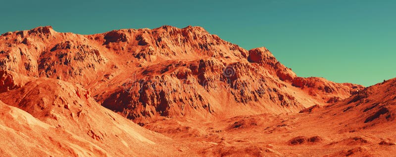 Mars landscape, 3d render stock illustration. Illustration of planet ...