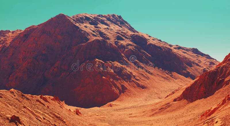 Mars landscape, 3d render stock illustration. Illustration of empty ...