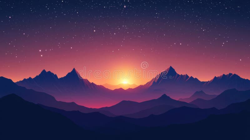 Mars Landscape with Mountains and a Starry Sky at Sunset Stock ...