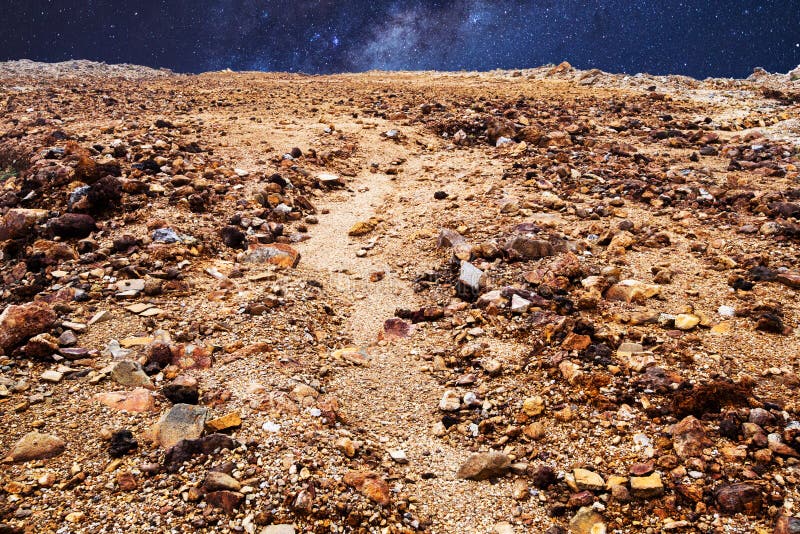 Mars Landscape, Stones and Space Stars Stock Photo - Image of mission ...