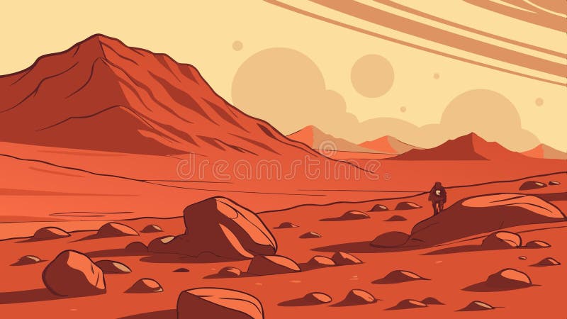 Mars Landscape Surface, Red Planet and Space Exploration Vector Design ...