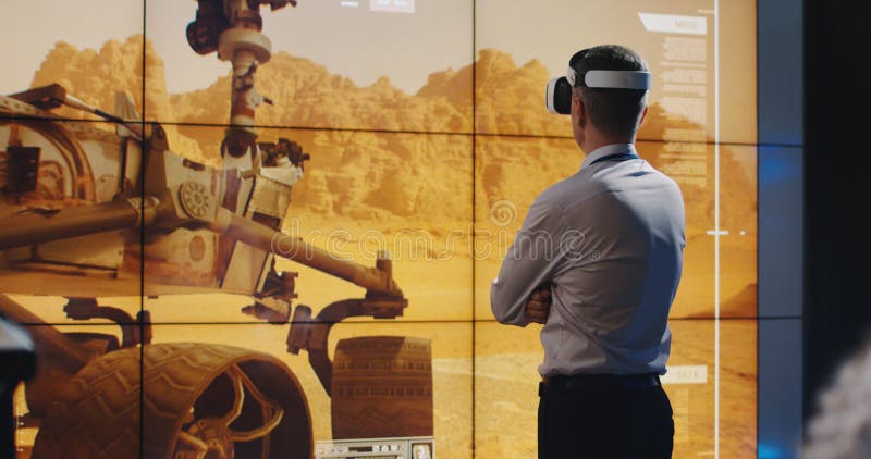 Mars Mission Leader Using VR Headset Stock Image - Image of screen ...