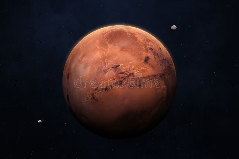 Mars, Moons, Galaxy and Nebula Stock Image - Image of saturn ...