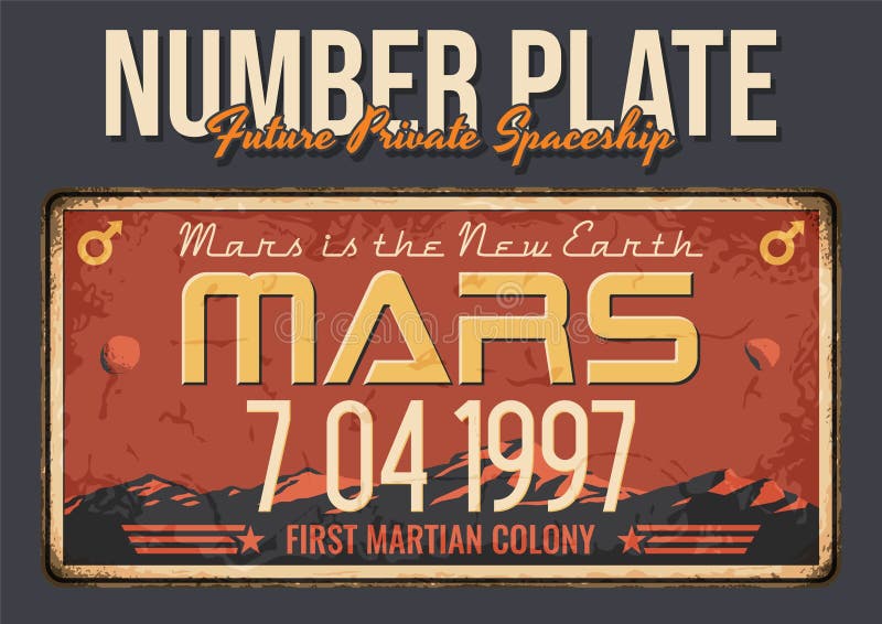 Mars Number Plate Original Sign Stock Vector - Illustration of future ...