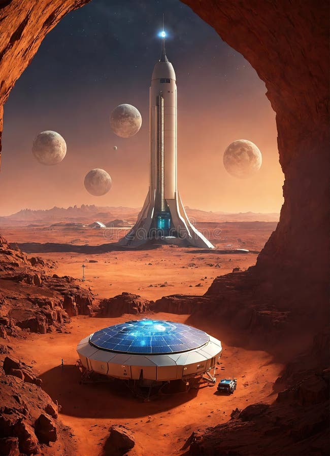Mars Planet. 3D Render. Science Fiction Illustration. Colonization Mars ...