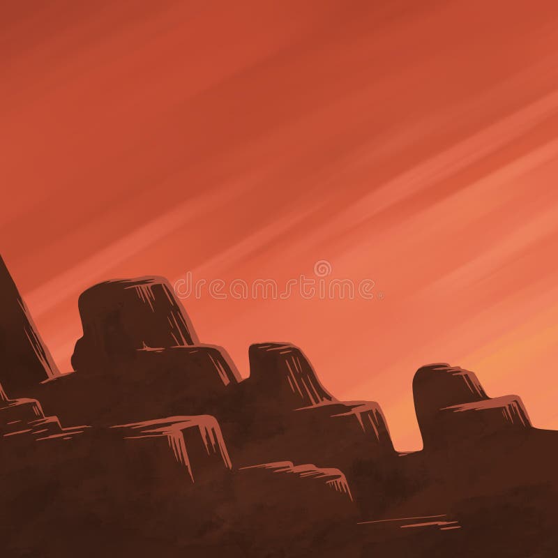 Mars Planet with Dramatic Red Sky Stock Illustration - Illustration of ...