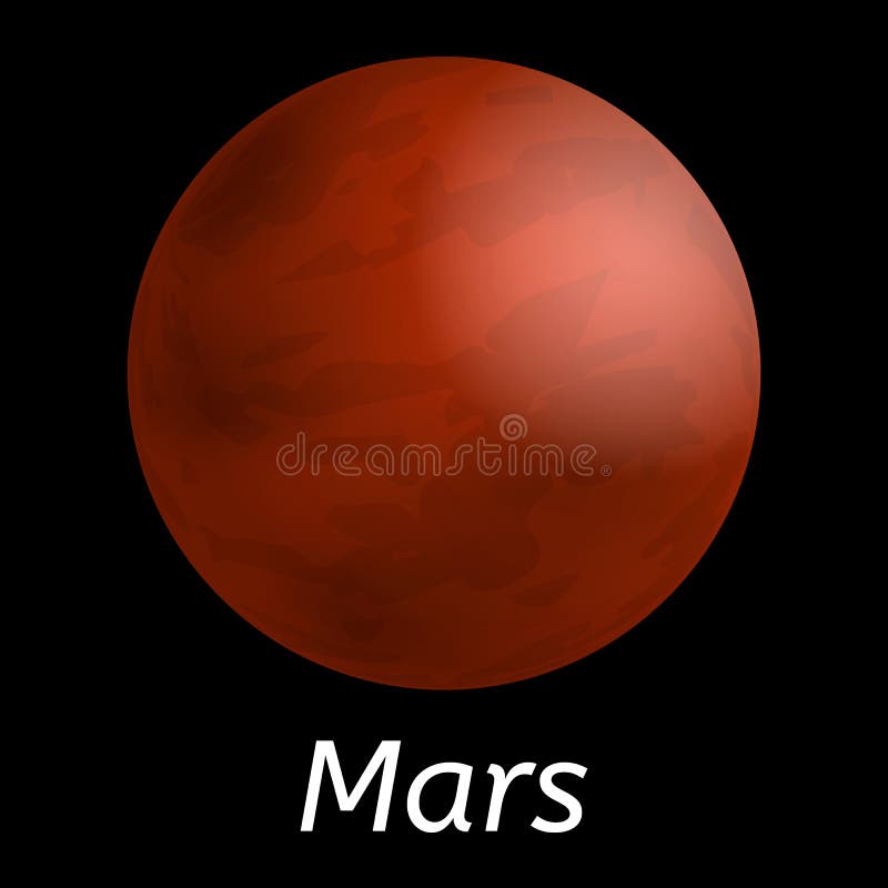Mars Planet Icon, Realistic Style Stock Vector - Illustration of emblem ...