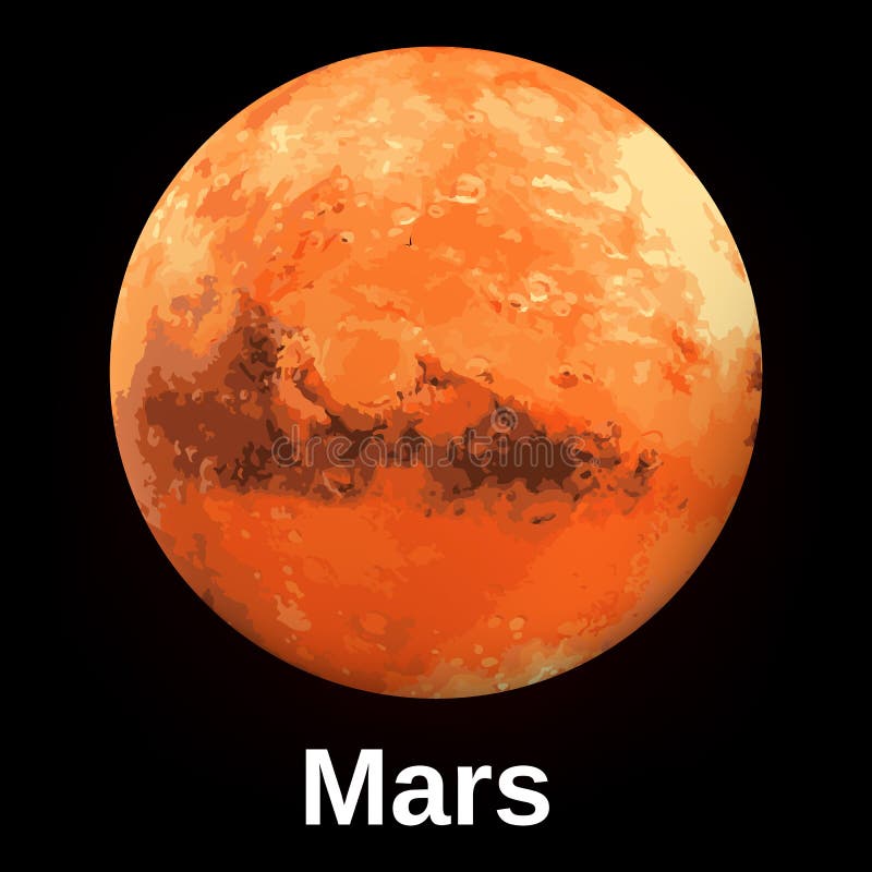 Realistic Mars Planet. View From Outer Space, Stars Around The Planet ...