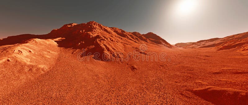 Mars Planet Landscape, 3d Render of Imaginary Mars Planet Terrain Stock ...