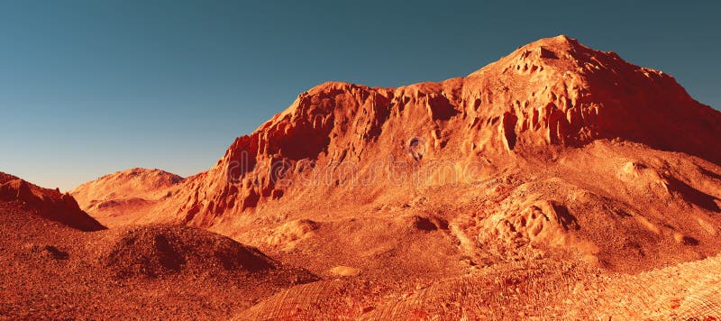 Mars Planet Landscape, 3d Render of Imaginary Mars Planet Terrain Stock ...