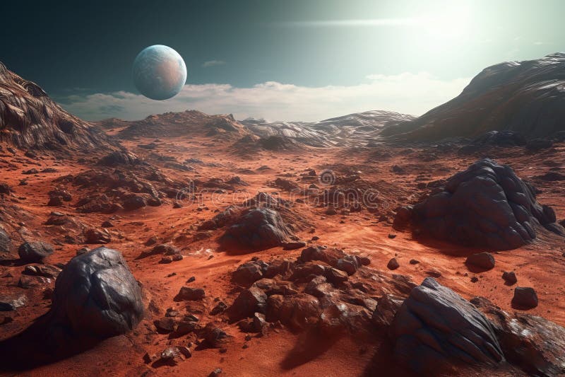 Mars Planet Landscape. Generate Ai Stock Illustration - Illustration of ...