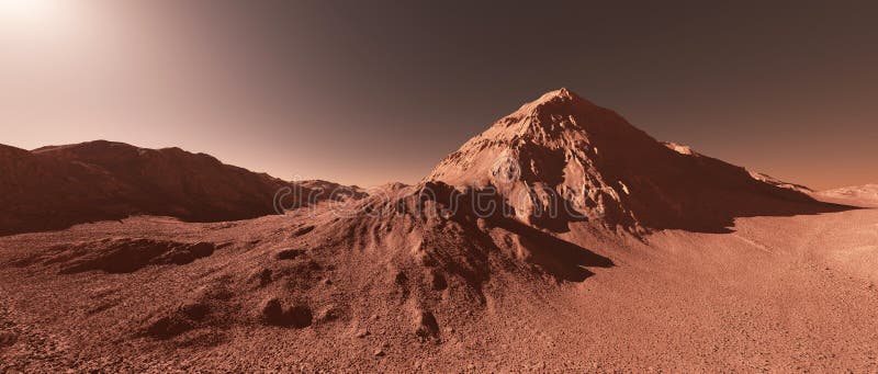 Mars Planet Landscape Scenery, 3d Render of Imaginary Mars Planet ...