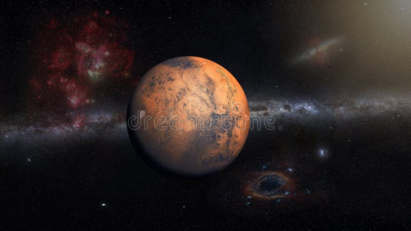 Mars Planet in the Outer Space Stock Illustration - Illustration of ...