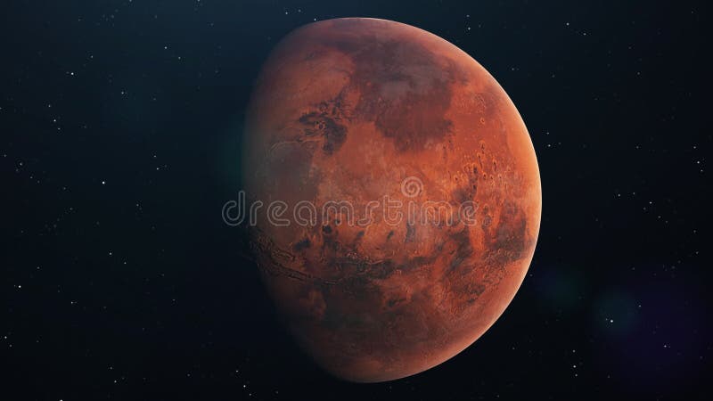 Planet Mars Rotating in Its Own Orbit in the Outer Space. 3D Rendering ...