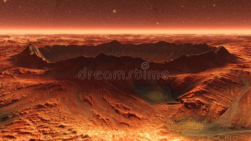 Mars Planet Surface with Dust Blowing. 3d Illustration Stock ...