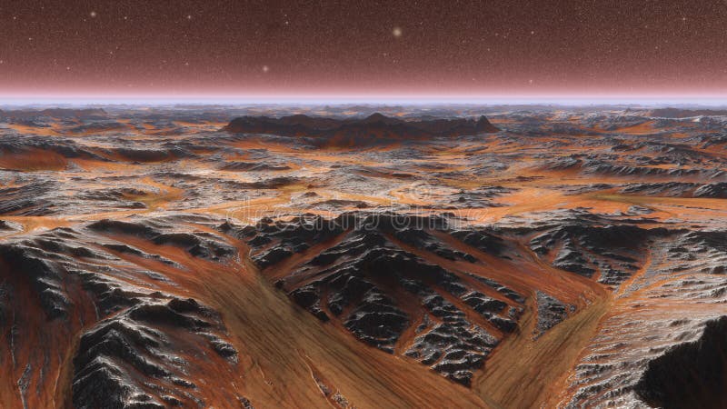 Mars Planet Surface with Dust Blowing. 3d Illustration Stock ...