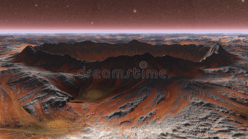 Mars Planet Surface with Dust Blowing. 3d Illustration Stock ...