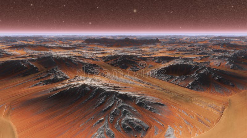 Mars Planet Surface with Dust Blowing. 3d Illustration Stock ...