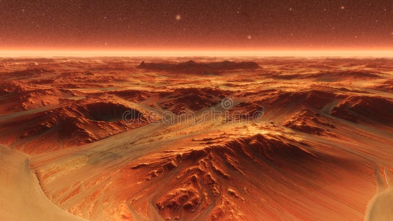 Mars Planet Surface with Dust Blowing. 3d Illustration Stock ...
