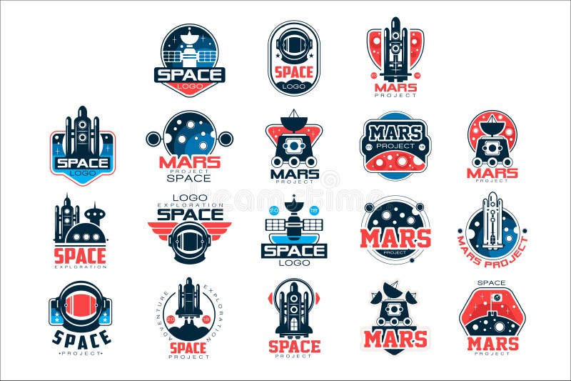 Mars Project Logo Design Templates Collection, Space Adventure ...