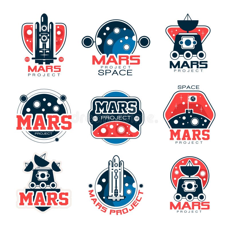 Mars Project Logo Design Templates Collection, Space Adventure ...