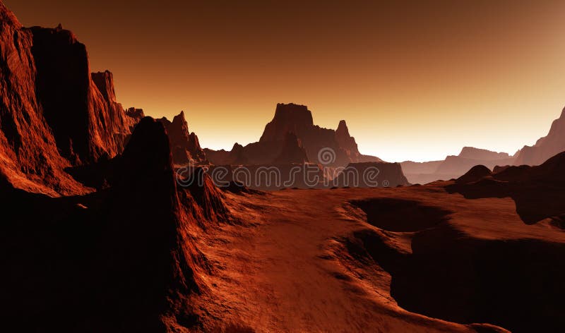 Mars - the Red Planet. Cold Desert on Mars Stock Illustration ...