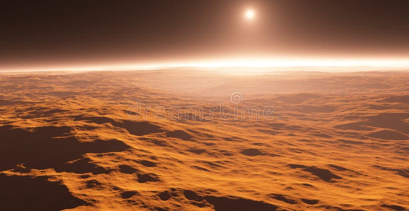 Mars - the Red Planet. Martian Surface and Dust in the Atmosphere Stock ...