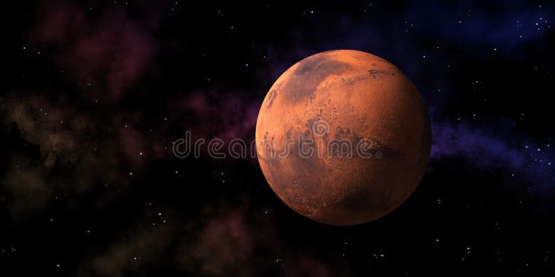Mars, the Red Planet of the Solar System in the Colorful and Starry Sky ...