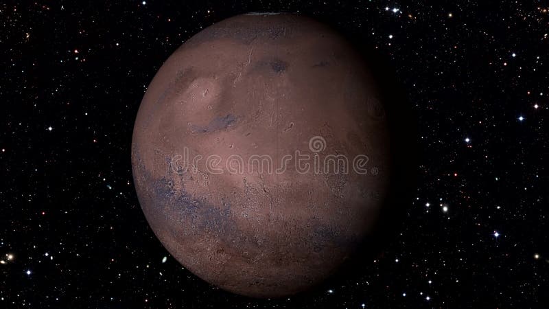 Mars Rotating on a Moving Star Backgrund. Loopable Stock Video - Video ...