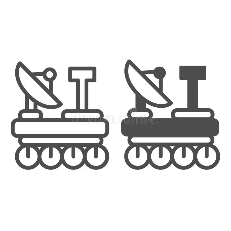 Mars Rover with Antenna and Wheels Line and Solid Icon, Cosmos Concept ...
