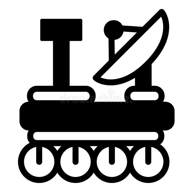 Mars Rover with Antenna and Wheels Solid Icon, Cosmos Concept. Vector ...