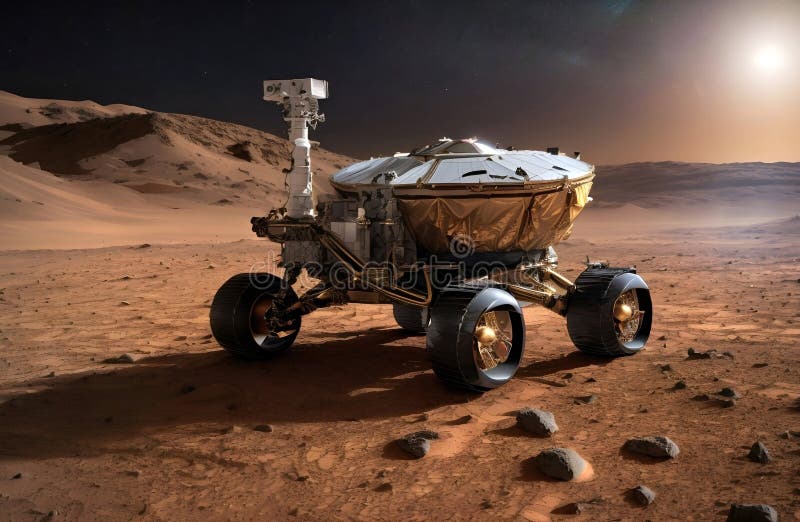 Exploring Distant Planets.Mars Rover Exploring Surface of Mars. Stock ...