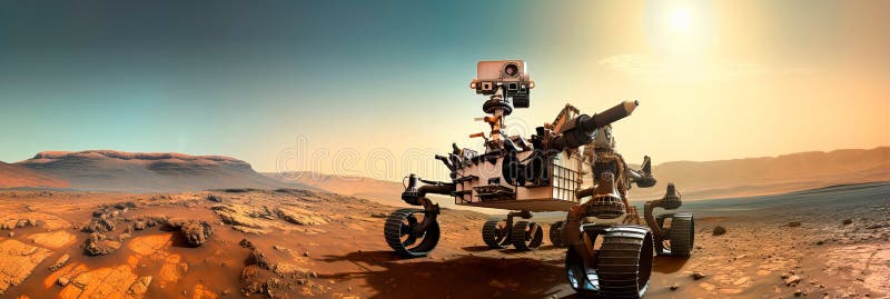 Mars Rover Exploring the Martian Surface, Collecting Samples and ...