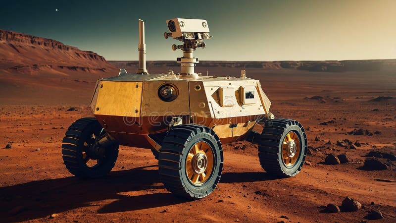 Mars Rover Exploring the Red Planet Landscape on a Clear Day Stock ...