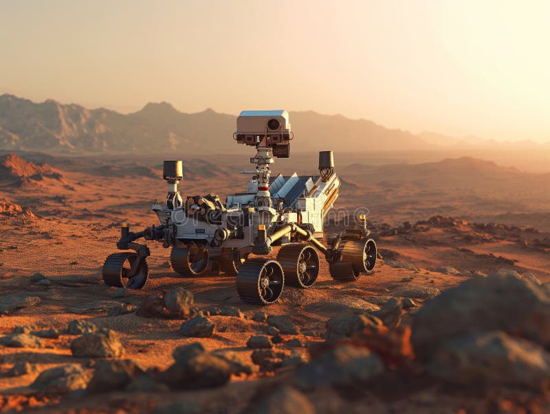 Mars Rover Exploring Rocky Terrain Sunset Stock Photos - Free & Royalty ...