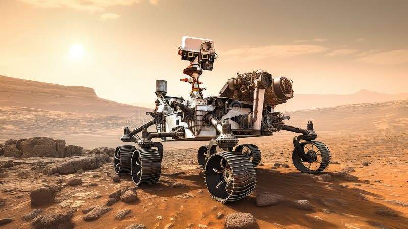 Mars Rover Exploring Surface of Mars. Generative AI Stock Illustration ...