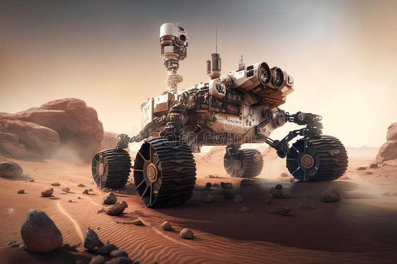 Mars Rover Exploring the Surface of the Red Planet. Generative AI Stock ...