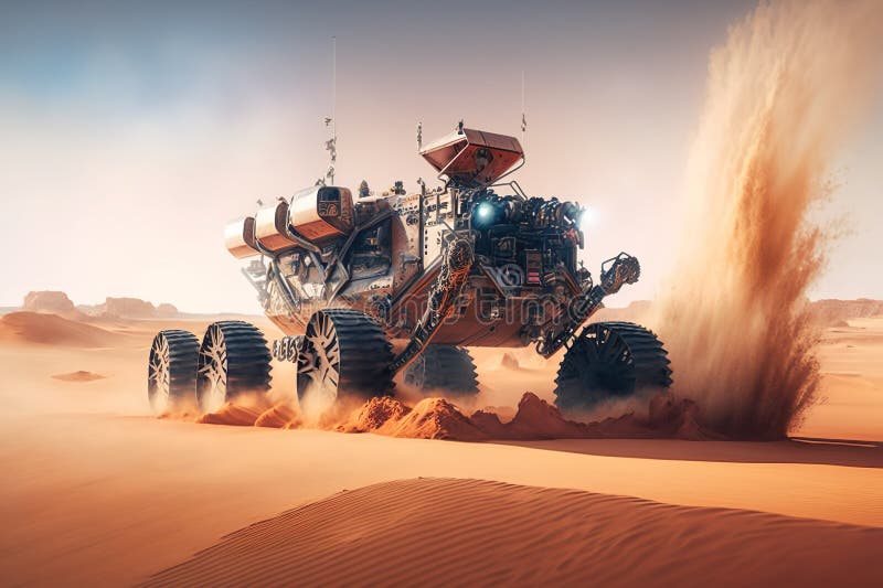 Mars Rover Exploring the Surface of the Red Planet. Generative AI Stock ...