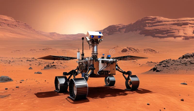 Mars Rover Exploring Terrain Stock Photo - Image of exploration ...
