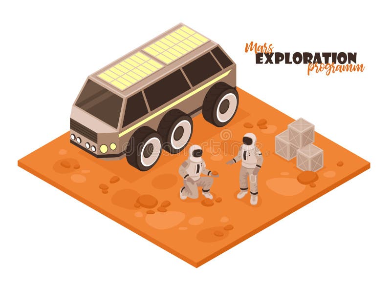 Mars Rover Isometric Background Stock Vector - Illustration of ...