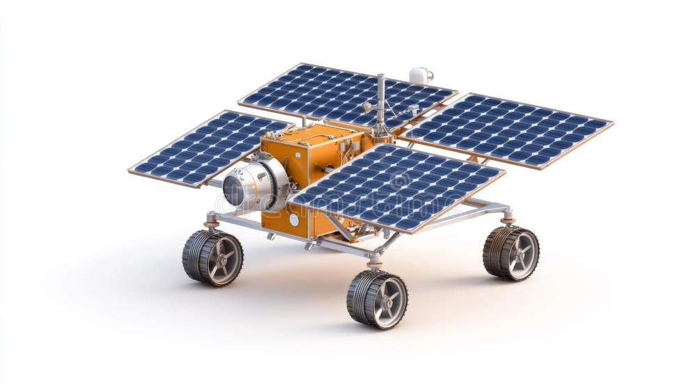 Mars Rover with Large Solar Panels and Mechanical Components Isolated ...