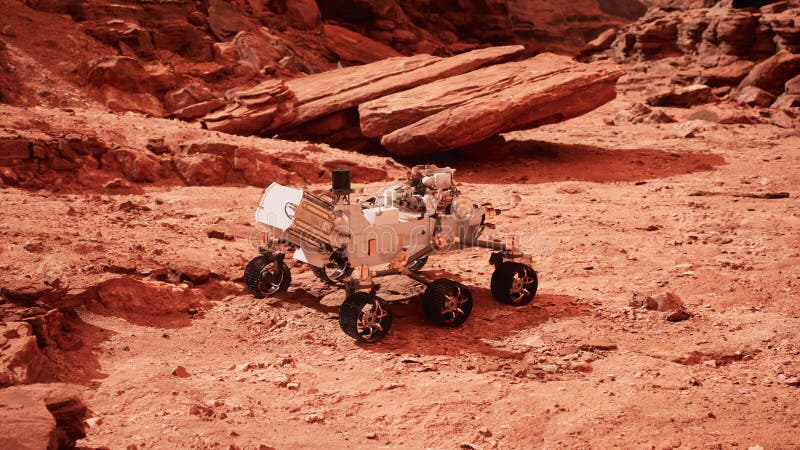 Mars Rover Perseverance Exploring the Red Planet. Elements Furnished by ...